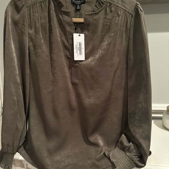 Current Air | Tops | Current Air Shimmering Olive Blouse | Poshmark